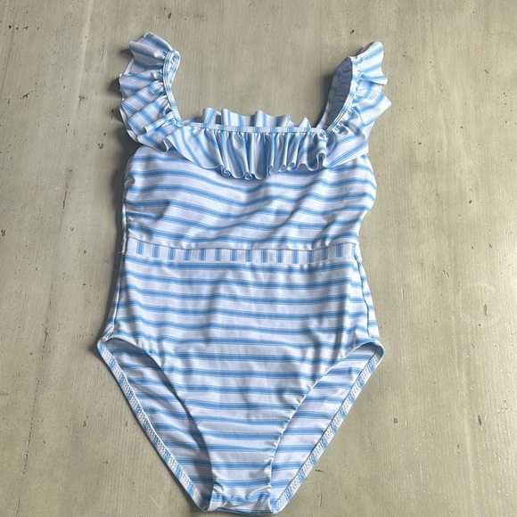 Minnow | Swim | Minnow Ticking Stripe Ruffle One Piece Bathing Suit ...